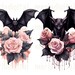 Watercolor Gothic Bat Halloween Clipart Dark Fantasy Watercolor Bat ...