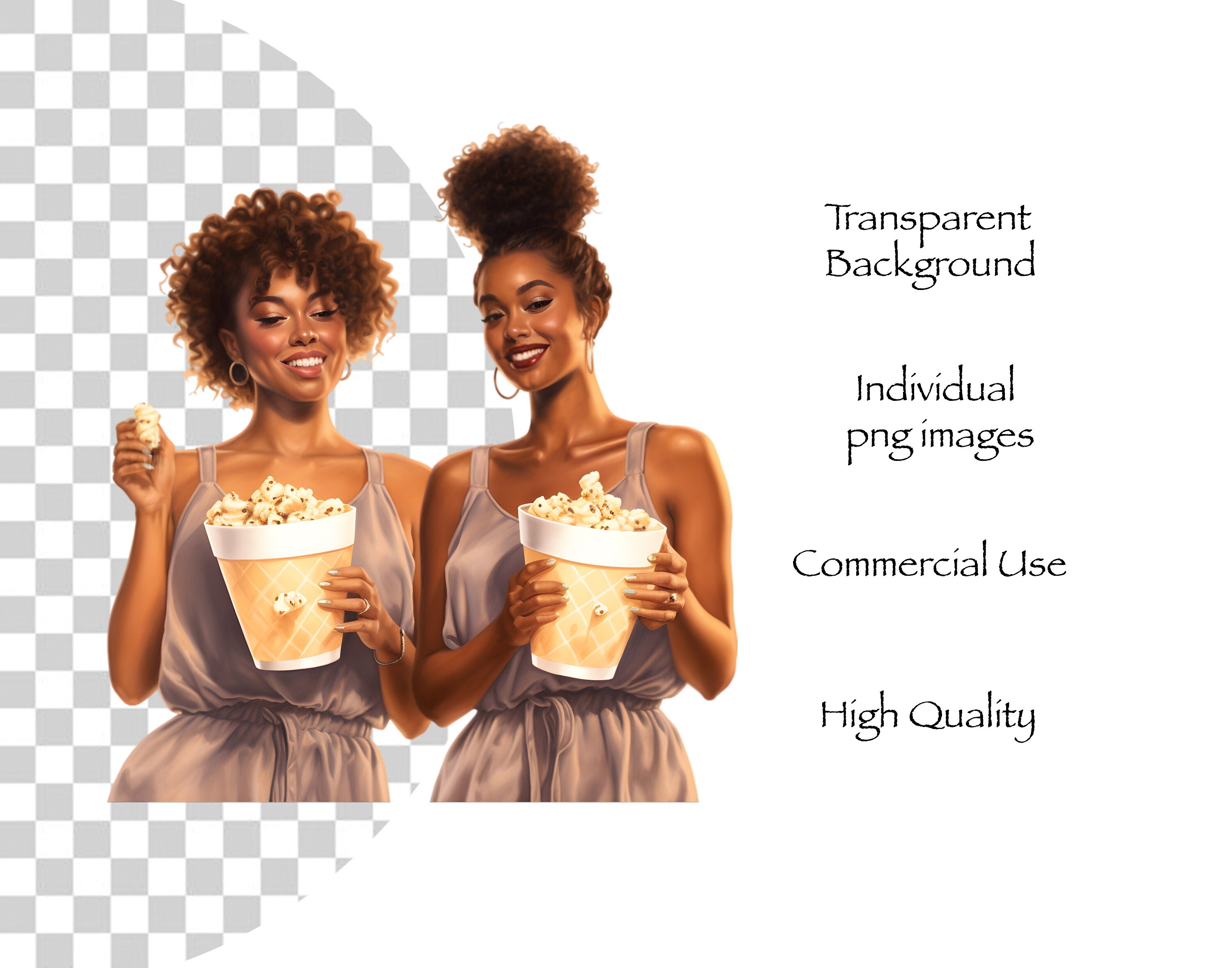 Girls Movie Night Clipart Black Girl Friends Png Cinema Clipart Movie ...