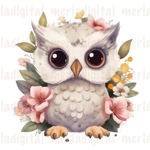 Floral Owl Watercolor Clipart Craft Card Making Transparent Background ...