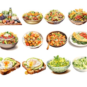 Healthy Food Clipart Lifestyle Watercolor Vegetable Fruits Clipart Self ...