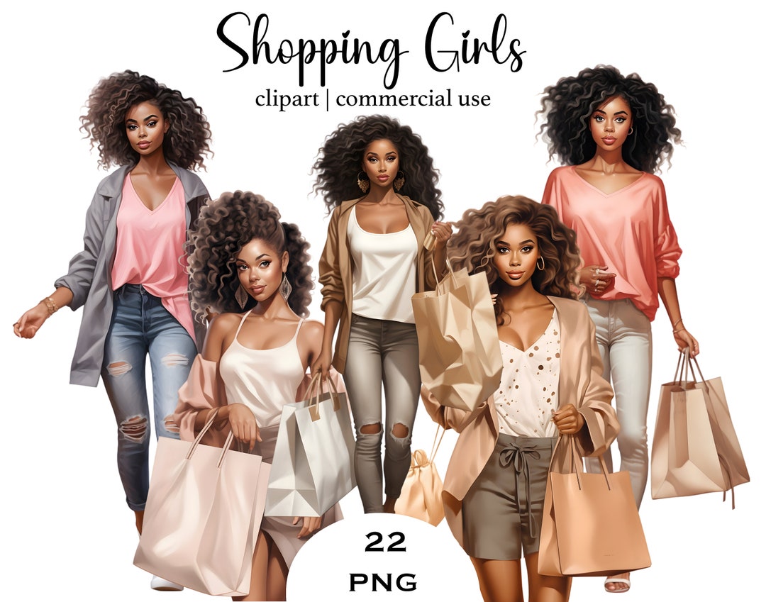 Shopping Girl Clipart Black Women Png Clipart Shopping Lady Graphics ...
