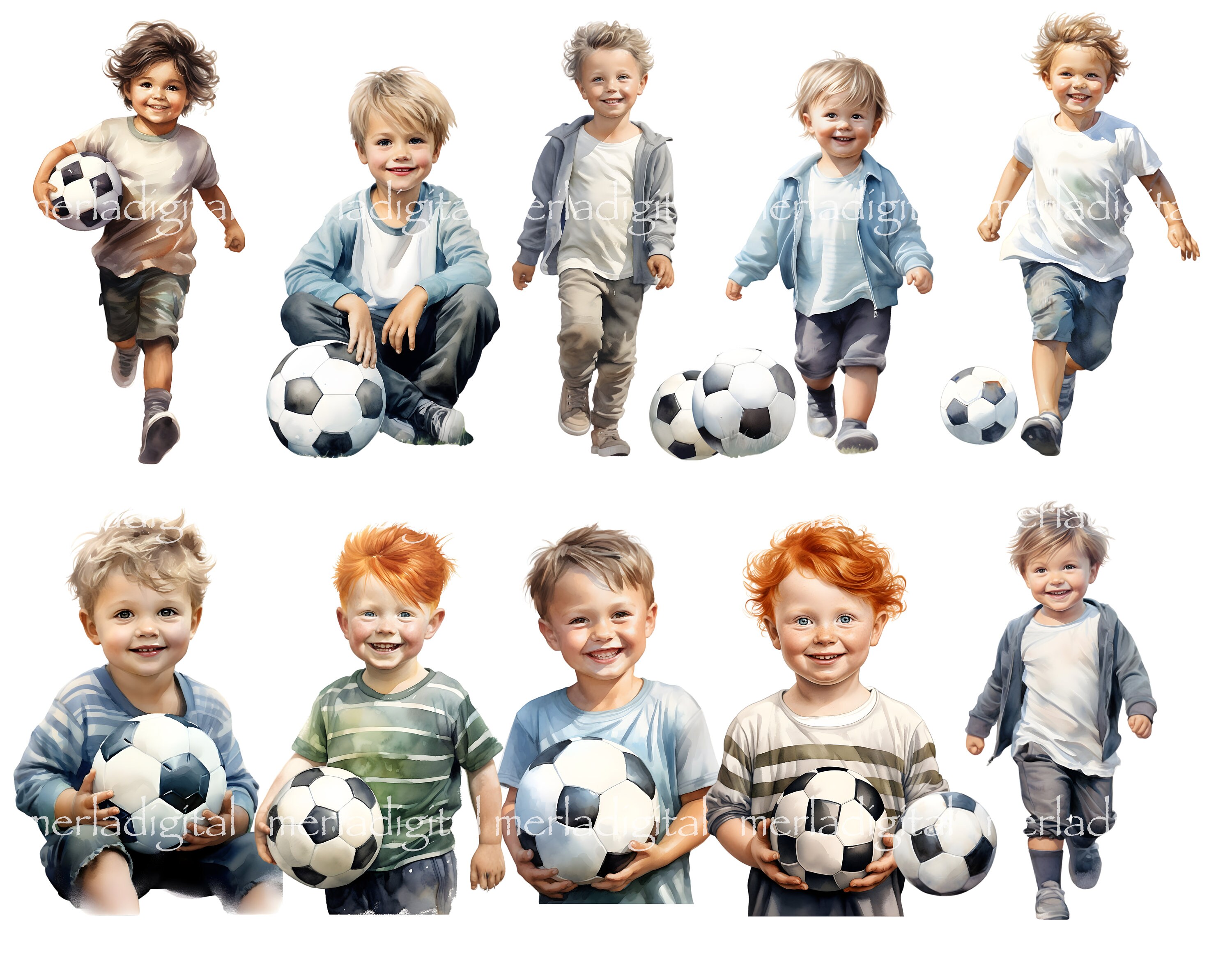 Soccer Kids Clipart Watercolor Football Kids Png Clipart Sports ...