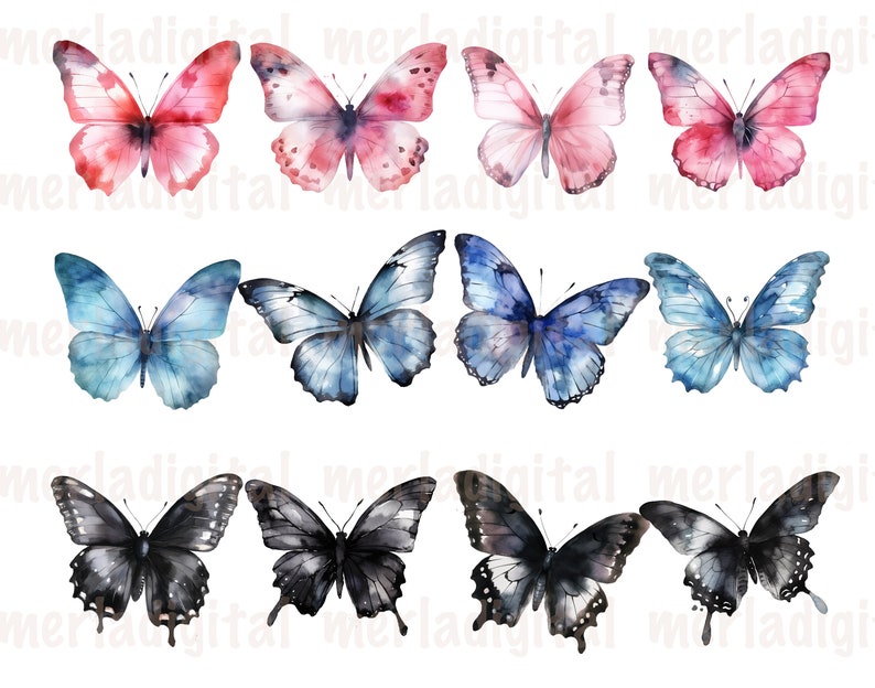 58 Butterfly Colorful Clipart Watercolor Butterfly Clipart - Etsy