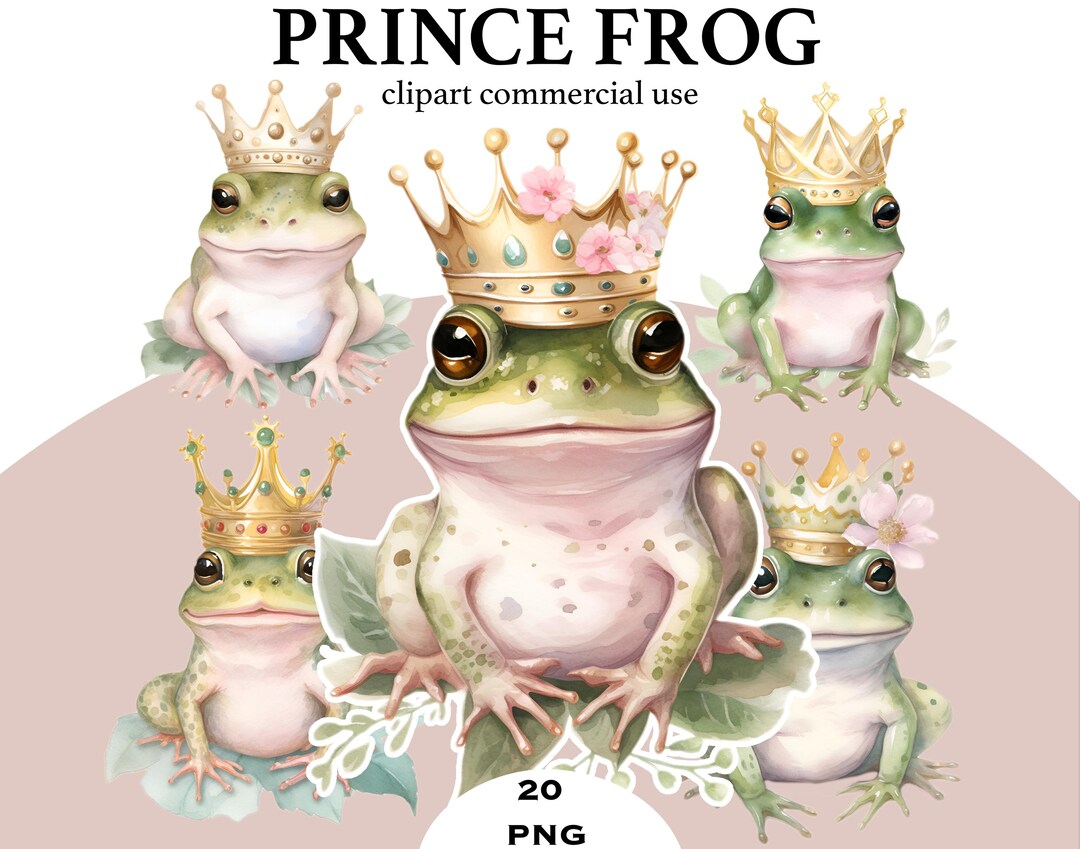 Prince Frog Clipart PNG Bundle | Crowned Fantasy Animal (digital ...