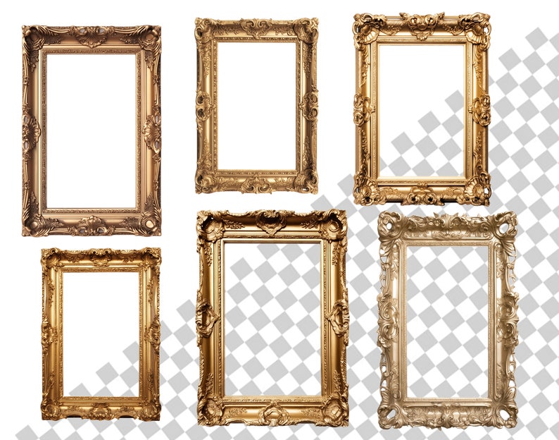 Vintage Gold Baroque Frames Clipart, Commercial Use (PNG Digital ...