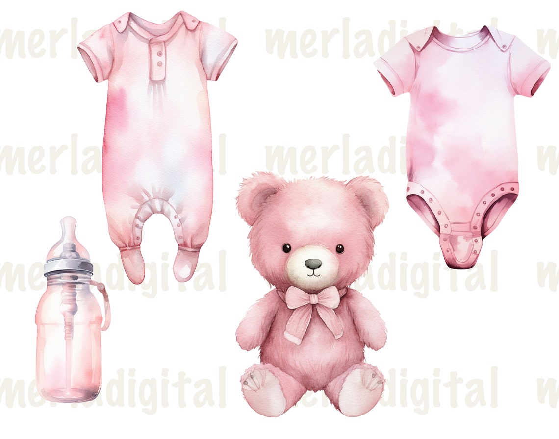 New Born Baby Girl Clipart Watercolor Pink Baby Nursery Clipart Baby ...