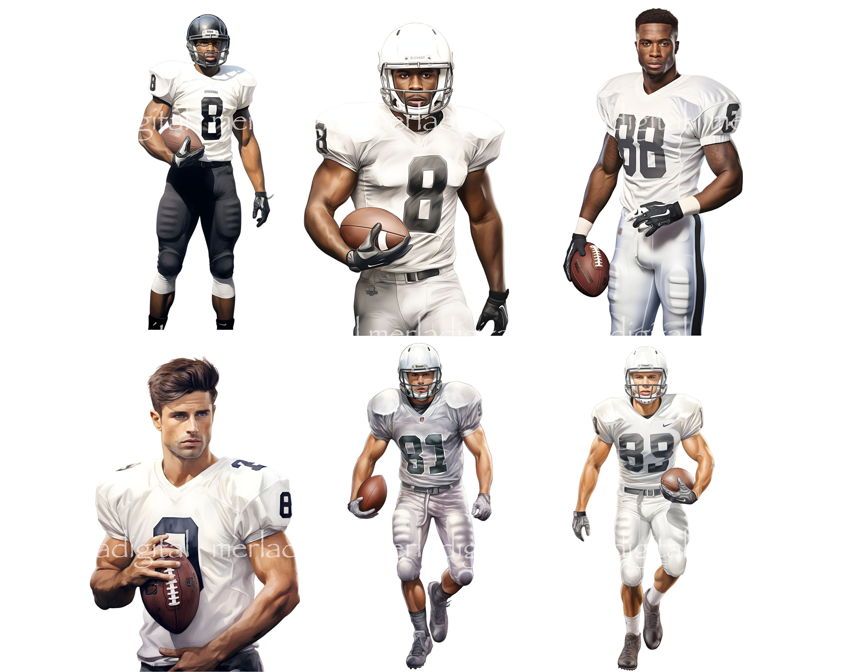 Watercolor Football Clipart American Football Men in Uniform Football ...