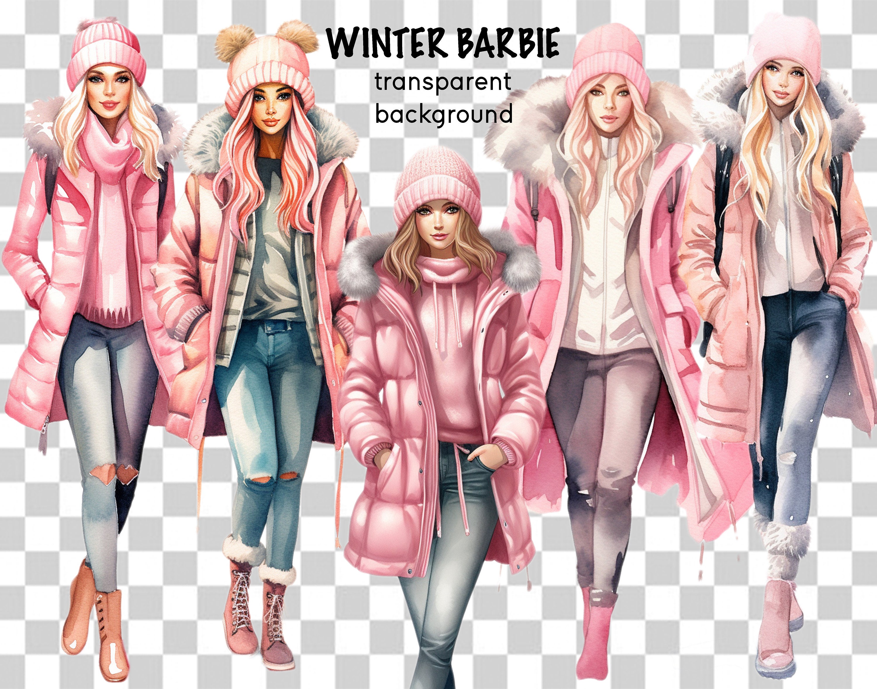 Winter Barbie Clipart Winter Fashion Png Graphic Fashion Winter Girls ...