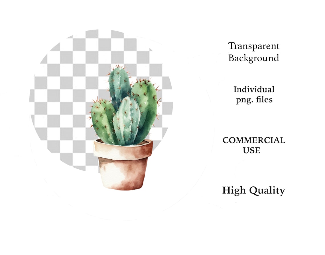 Cactus Watercolor Clipart Png Printable Image PNG Instant - Etsy