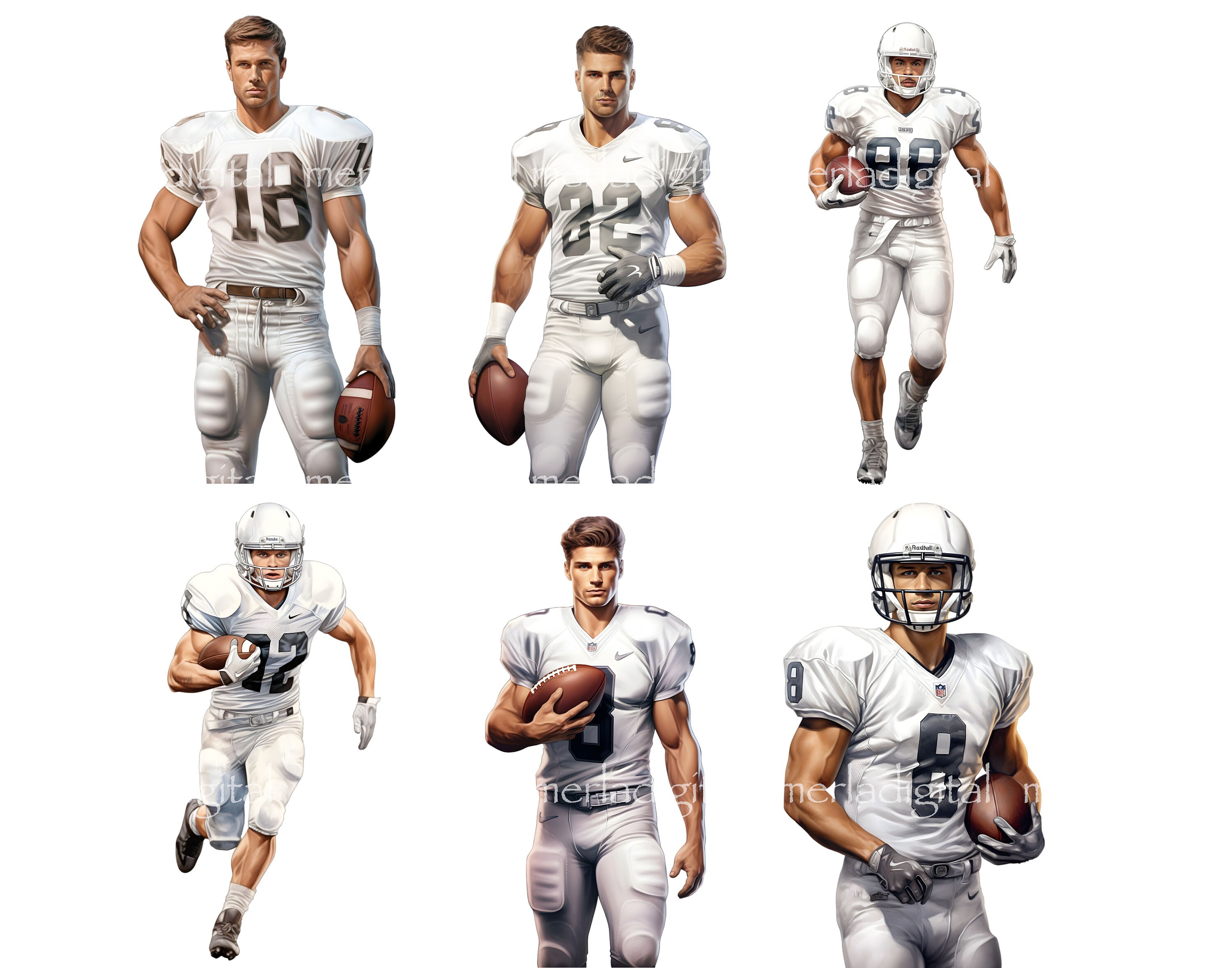 Watercolor Football Clipart American Football Men in Uniform Football ...