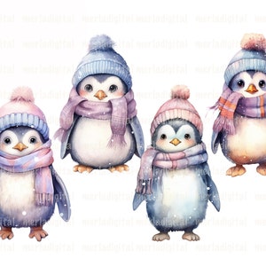 Cute Penguin Clipart, Watercolor Penguin Illustration, Winter Clipart ...