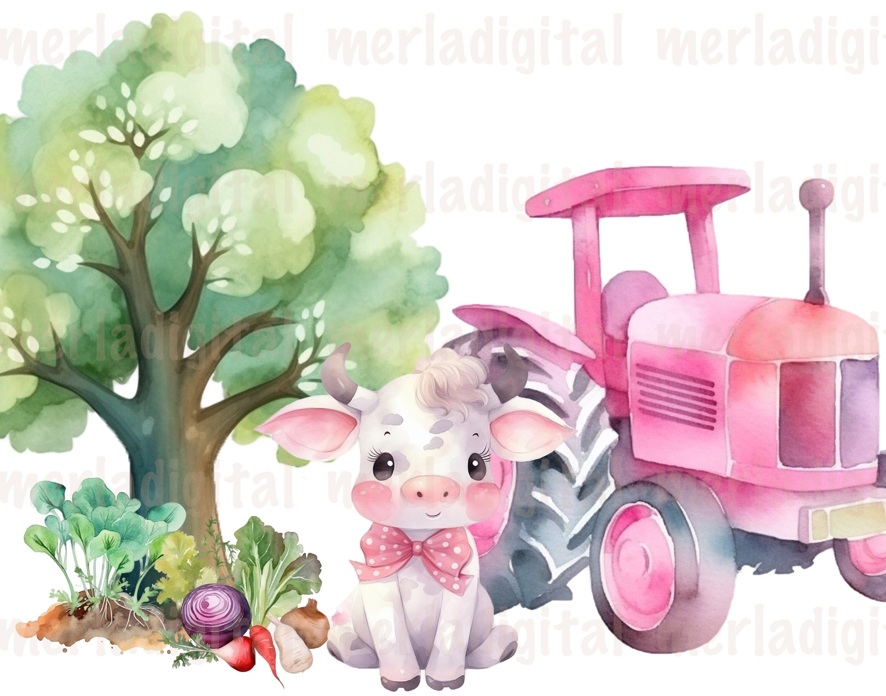 Farm Animals Clipart, Watercolor Cute Farm Clip Art, Girly Nursery ...