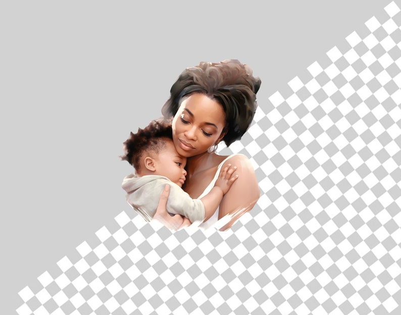 Watercolor Mother and Baby Clipart, Mother's Day PNG (digital Download ...
