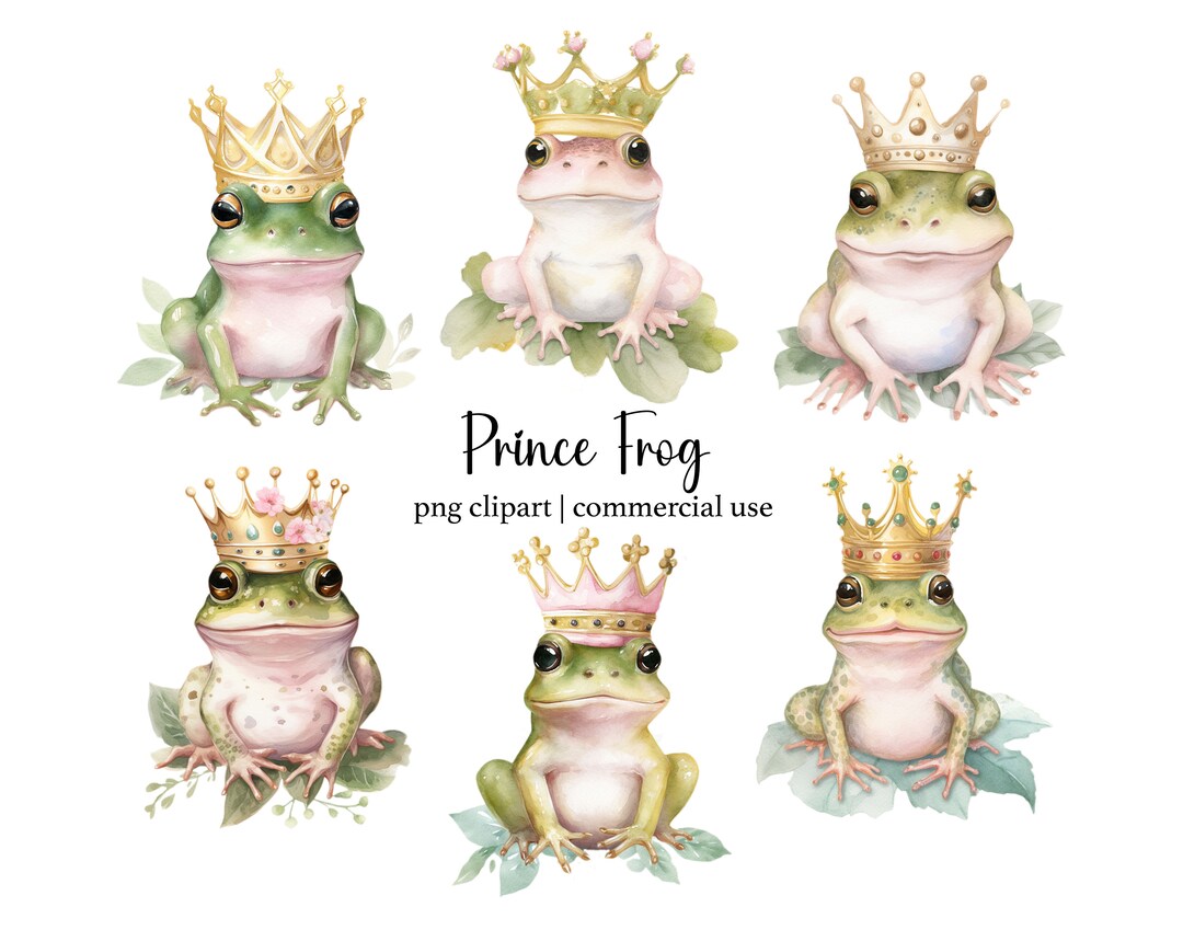 Prince Frog Clipart Floral Animal Png Image Princess and Frog Printable ...