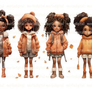Autumn Little Girls Clipart Bundle Kids Transparent PNG Instant ...
