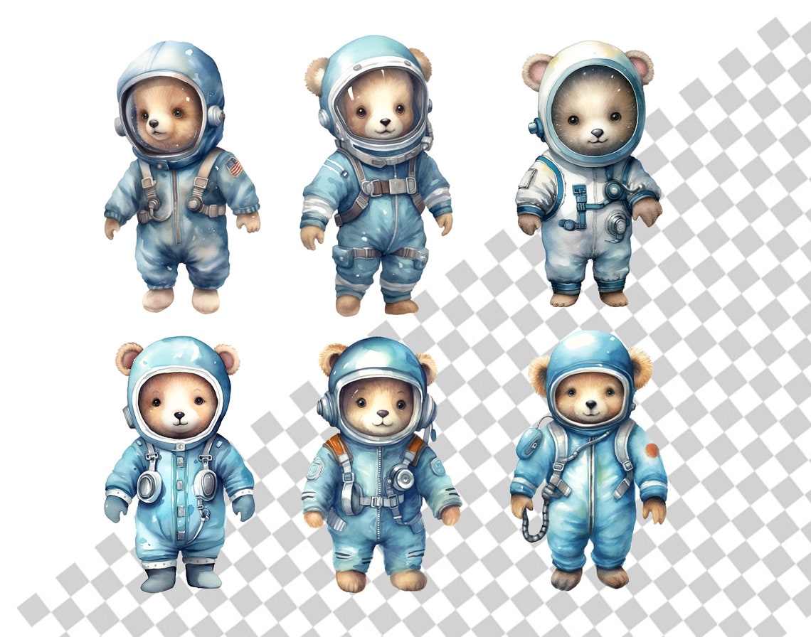 Space Watercolor Clipart Astronaut Blue Baby Boy Nursery Clipart ...