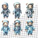 Space Watercolor Clipart Astronaut Blue Baby Boy Nursery Clipart ...