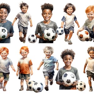 Soccer Kids Clipart Watercolor Football Kids Png Clipart Sports ...