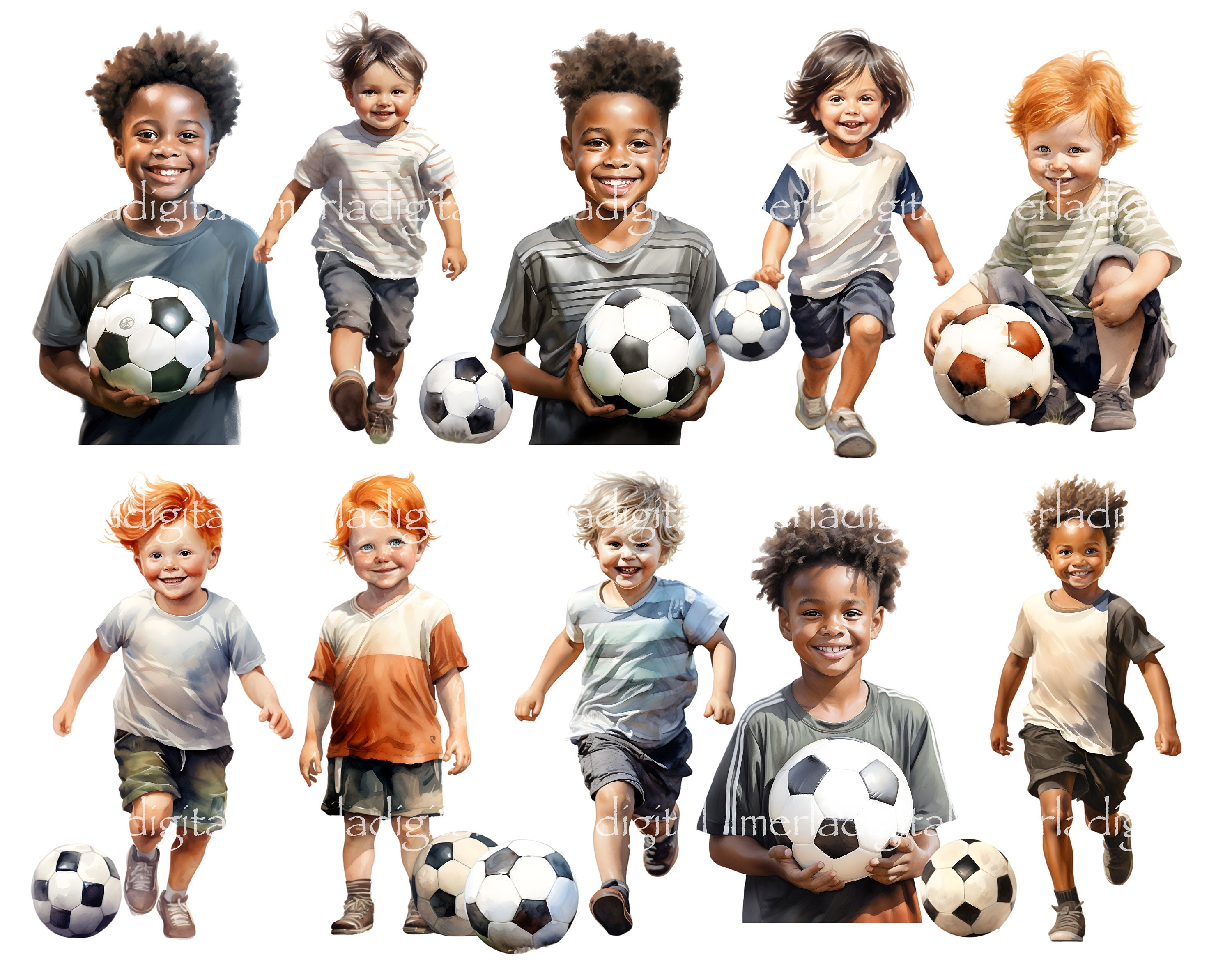 Soccer Kids Clipart Watercolor Football Kids Png Clipart Sports ...
