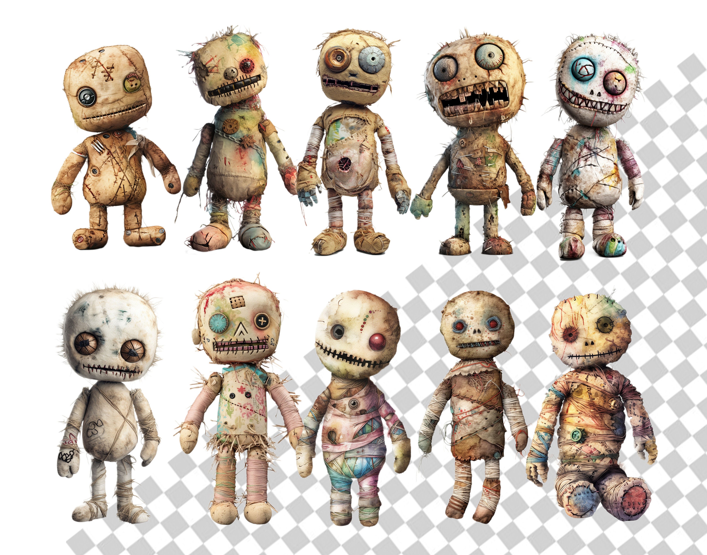Voodoo Dolls Clipart Png Halloween Clipart Spooky Creepy Digital Sticker Junk Journaling Horror