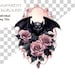 Pink Gothic Bat PNG Bundle – 10 Dark Floral Clipart Bats With Roses ...