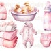 New Born Baby Girl Clipart Watercolor Pink Baby Nursery - Etsy