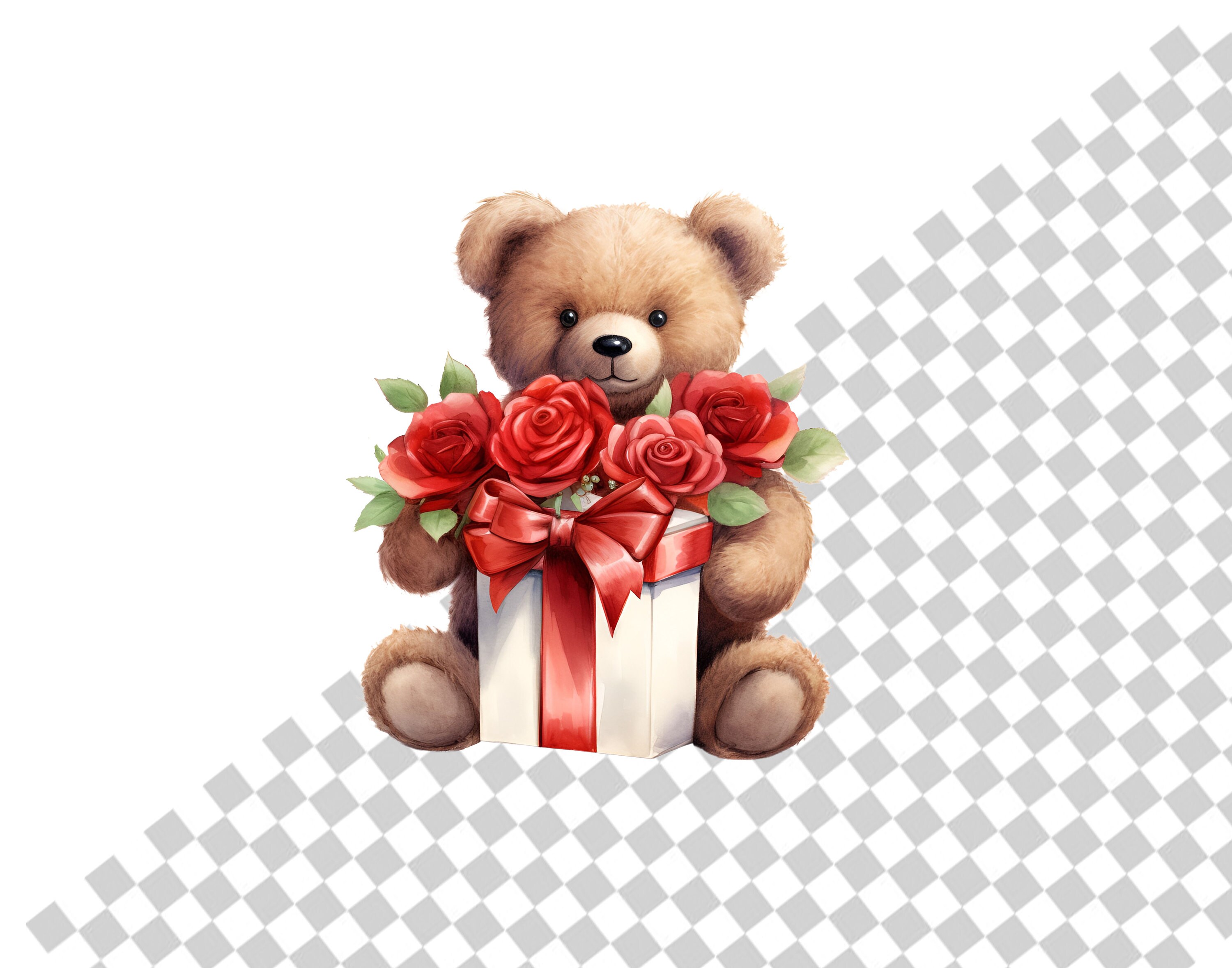 Valentines Teddy Bear Clipart Bundle Roses Valentines Day Clipart ...