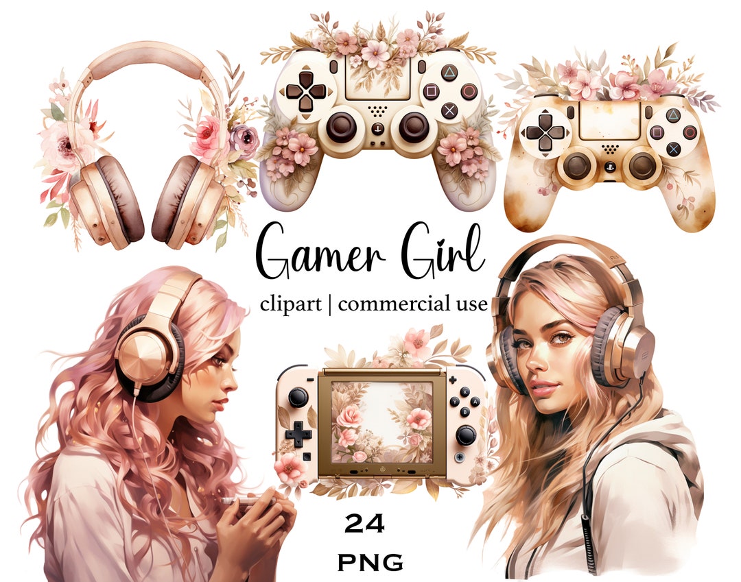 Gamer Girl Clipart Png Game Controller Clipart Girly Gamer Graphic ...