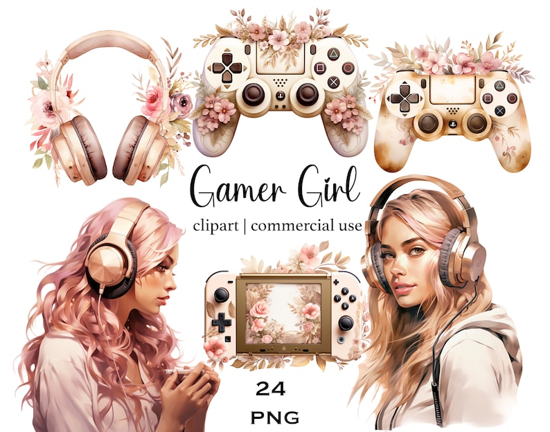 Gamer Girl Clipart Png Game Controller Clipart Girly Gamer Graphic ...