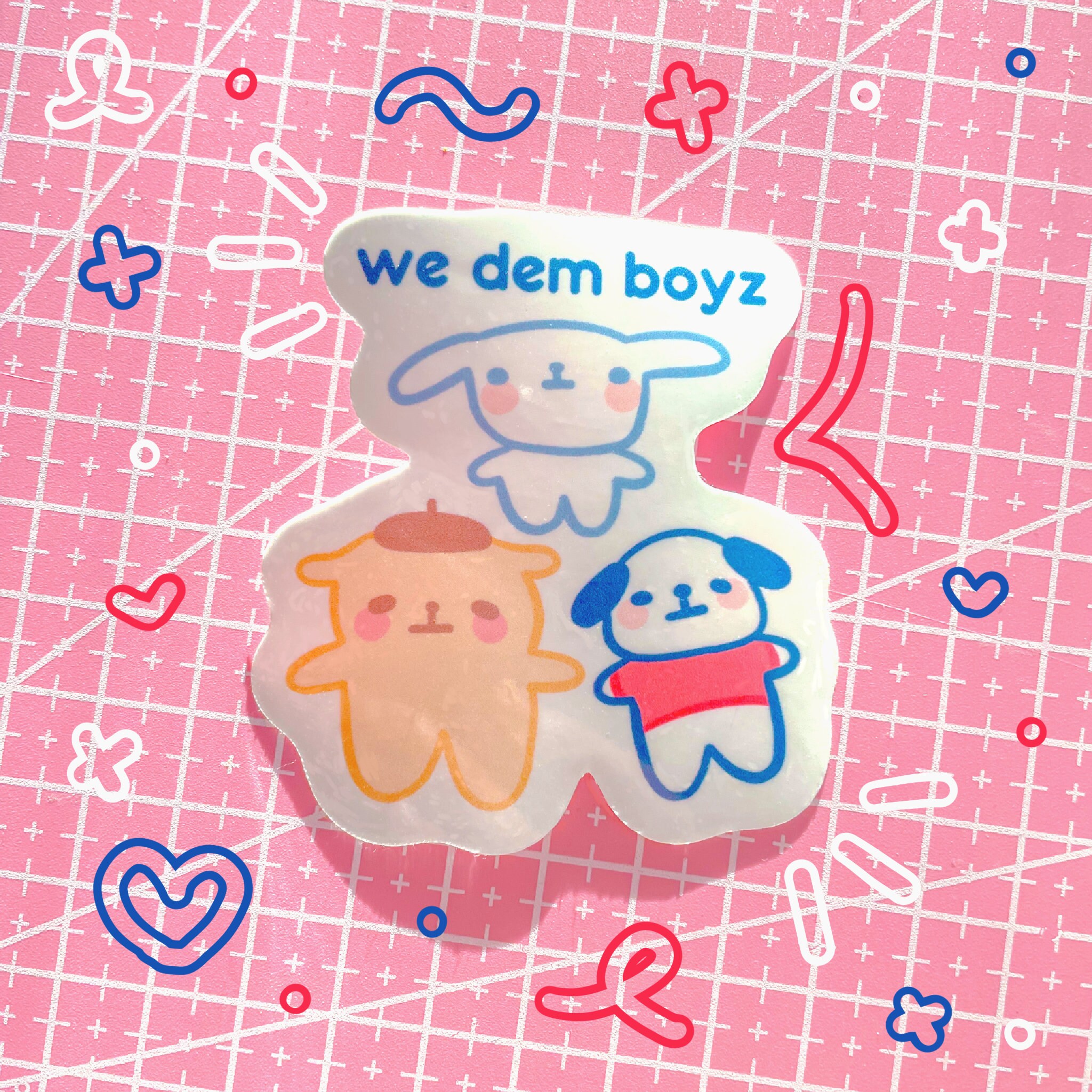 Sanr!o Dogs Meme Die Cut Vinyl Sticker | Pudding Dog Pocha Dog Cinna ...