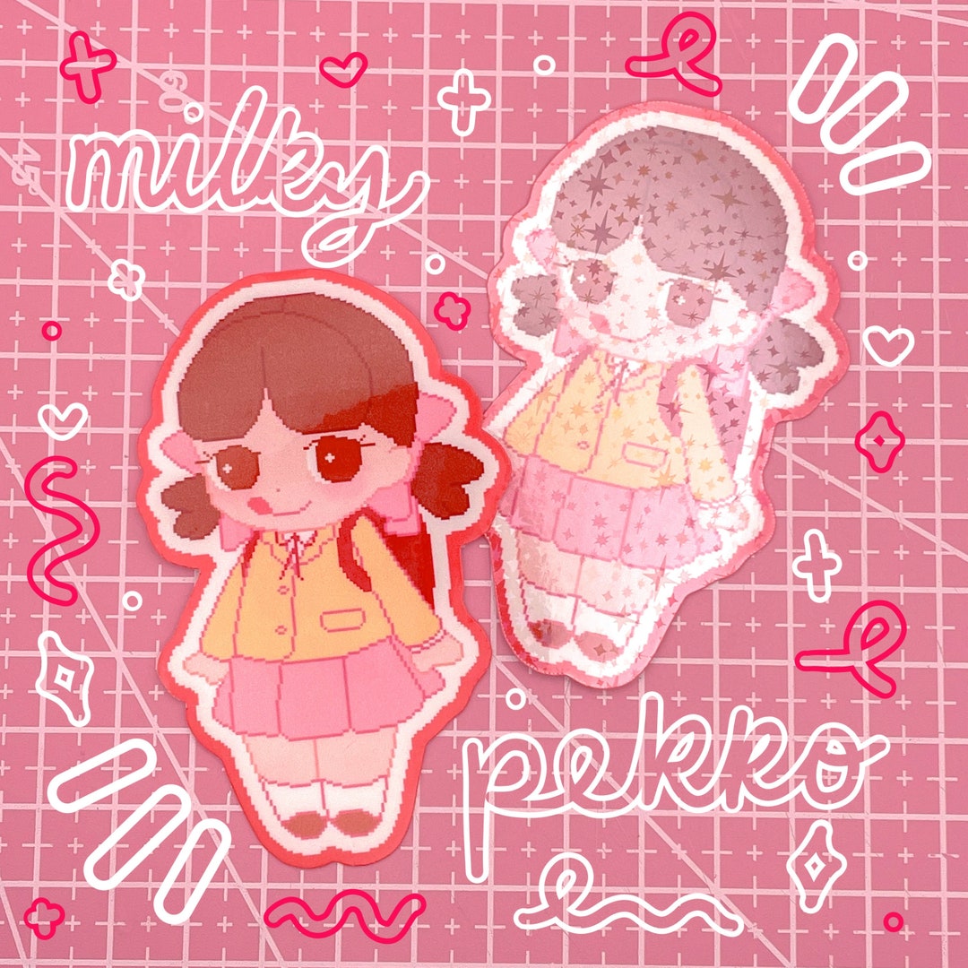 Fujiya Milky Peko Chan Seifuku Die Cut Vinyl Sticker Glitter/clear ...