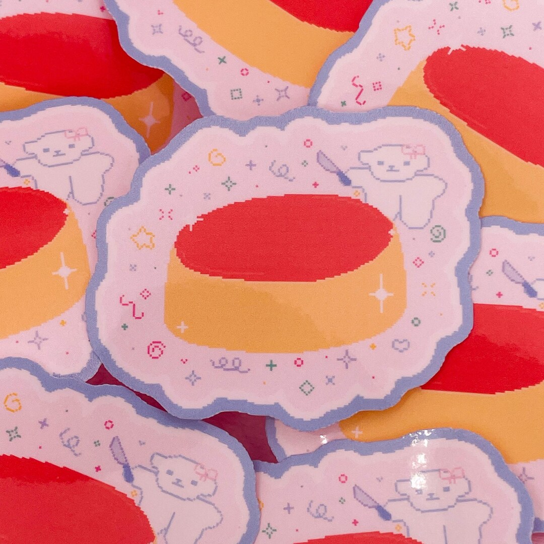 Silly Dog Puppy Meme Flan Doodle Die Cut Sticker | Pixel Art Silly ...