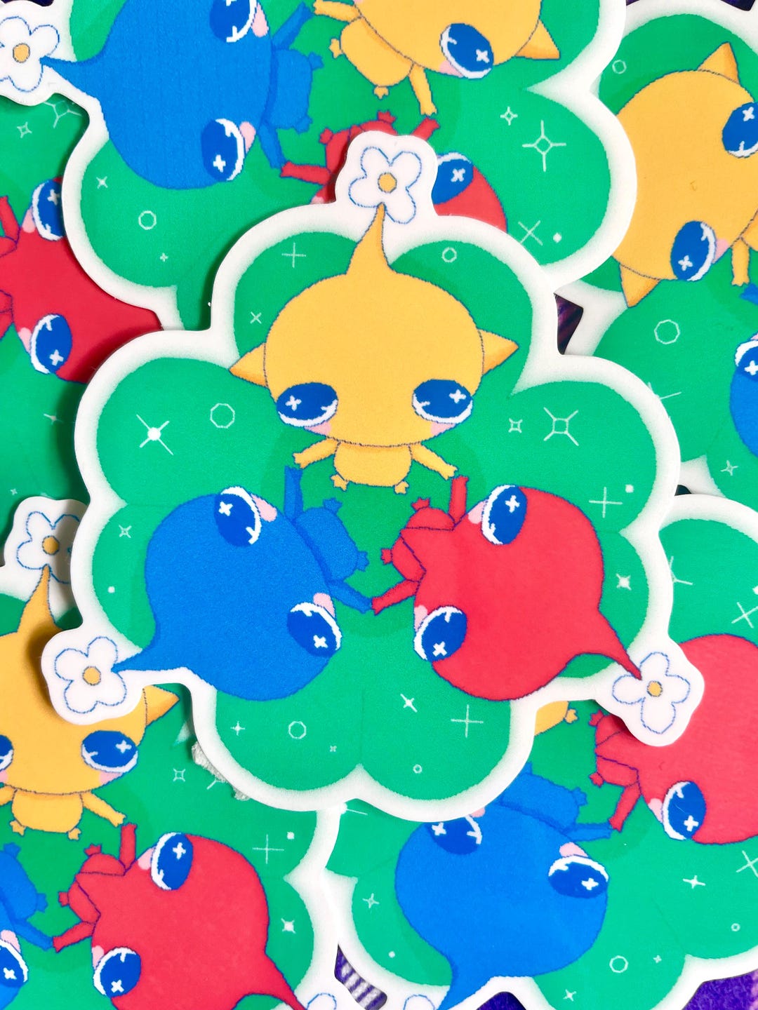 Pikmin Trio Silly Die Cut Vinyl Sticker | Clear Glossy Laminate | Pixel ...