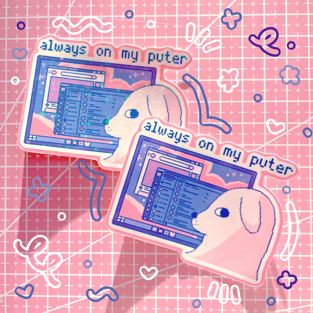 On My Puter Silly Dog Die Cut Vinyl Sticker | Glitter/clear Glossy ...