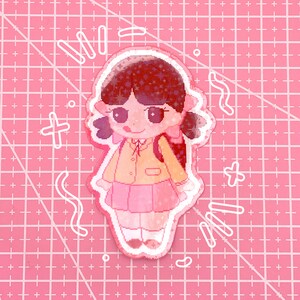 Fujiya Milky Peko Chan Seifuku Die Cut Vinyl Sticker Glitter/clear ...