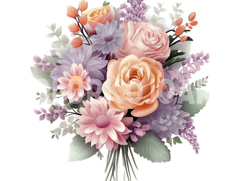 100 Spring Flower Bouquet Clipart Watercolor Wild Flowers Floral ...