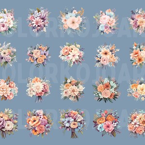 100 Spring Flower Bouquet Clipart | Watercolor Wild Flowers | Floral ...