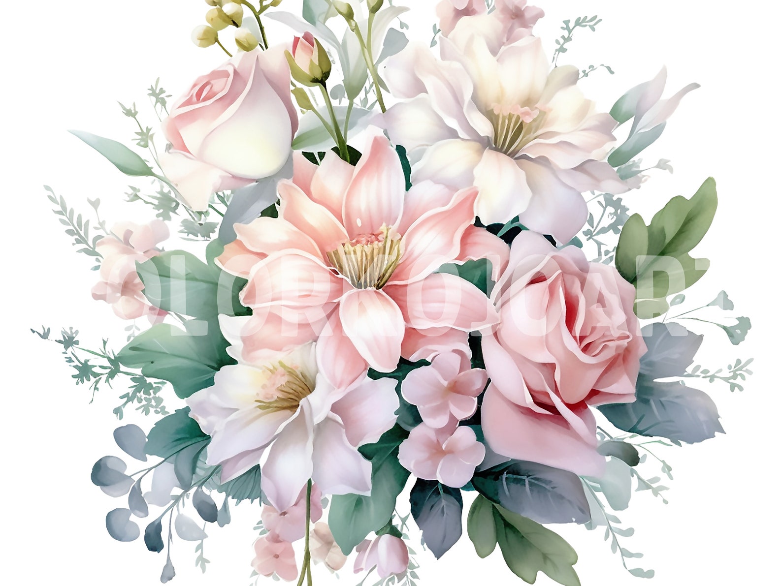 100 Pastel Flower Posy Clipart Watercolor Wild Flowers Pastel Flower ...