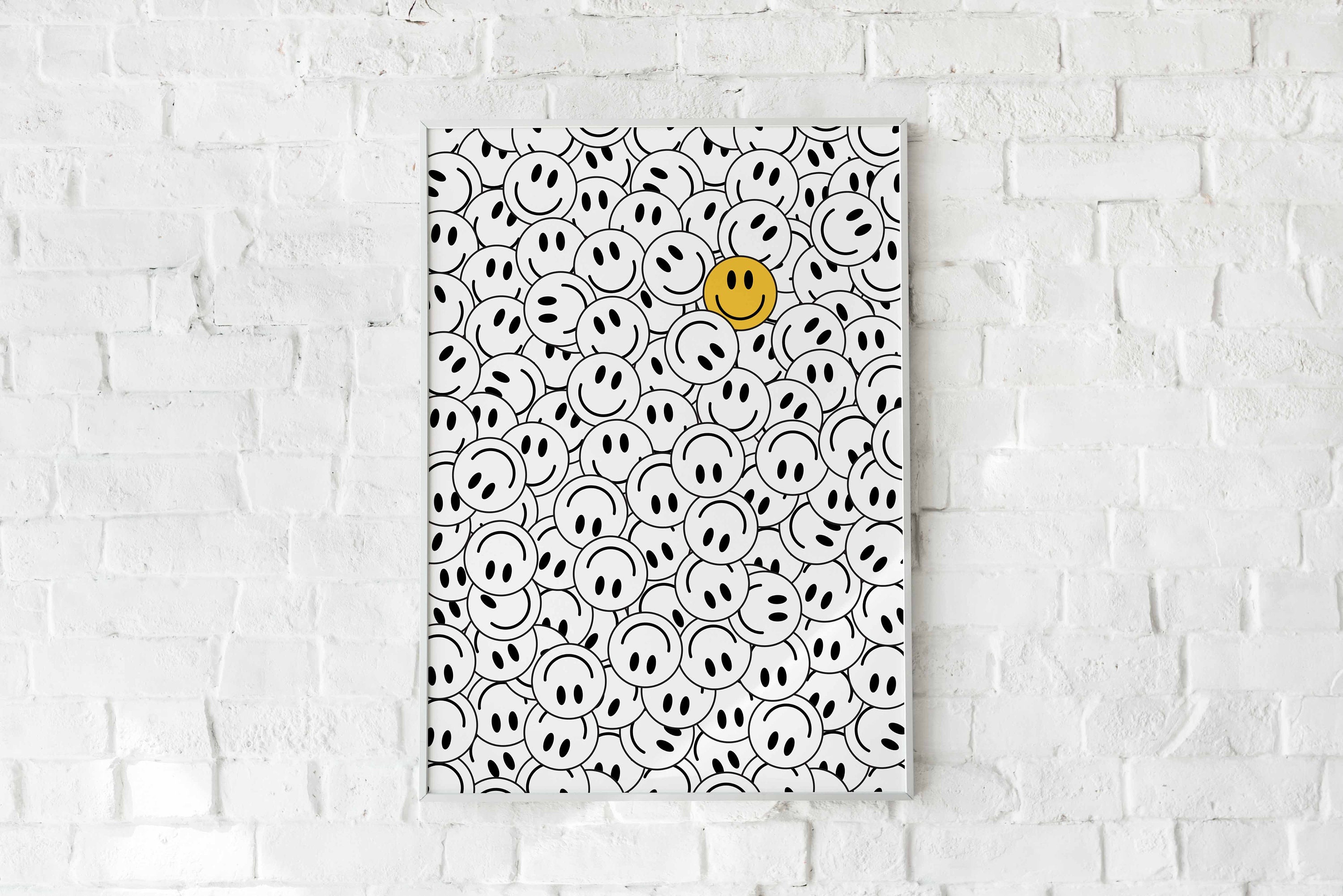 Smiley Face Rave House Music Wall Art for Living Room Acid House Techno ...