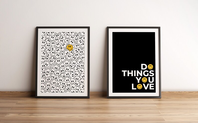 Smiley Face Rave House Music Wall Art for Living Room Acid House Techno ...