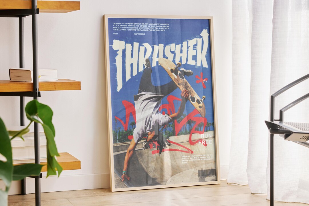 Vintage Thrasher Skateboarding Poster: 90s Streetwear Art (digital ...