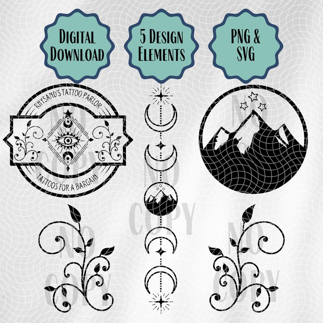 ACOTAR SVG PNG Set, Feyre Archeron Moon Phase Back Tattoo, Rhysand's ...