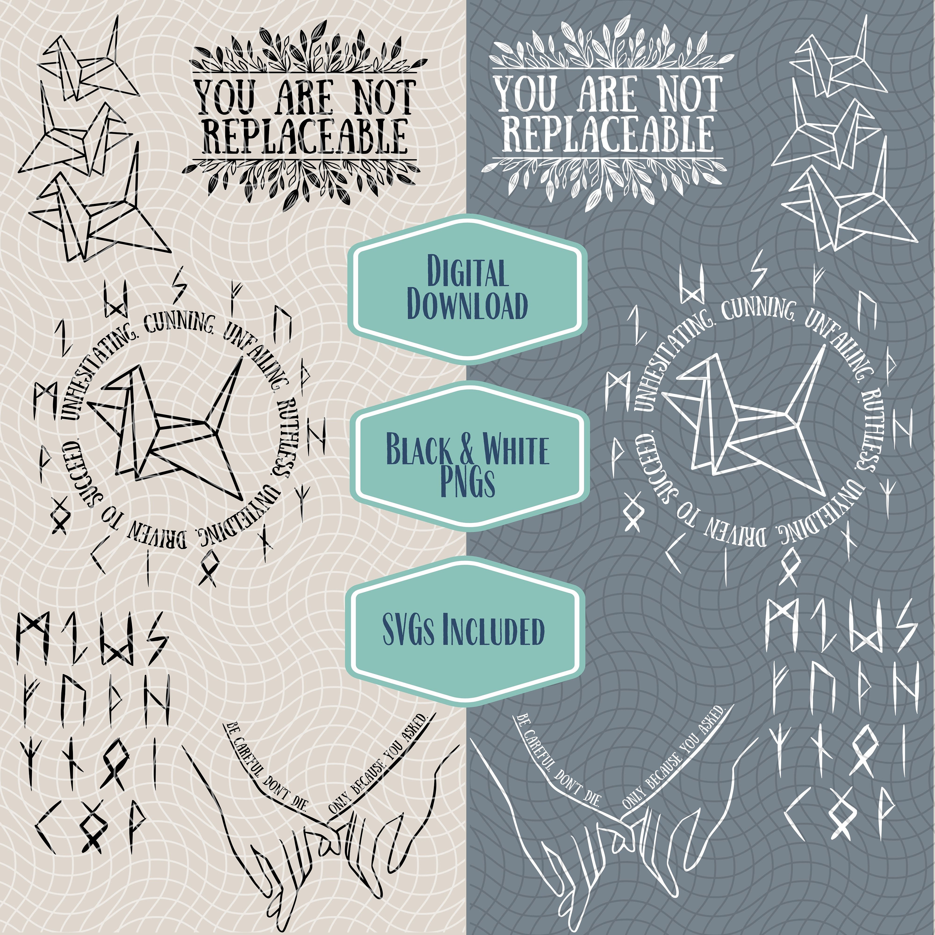 Dramione Manacled SVG PNG Bundle, the High Reeve Runes, Paper Crane ...