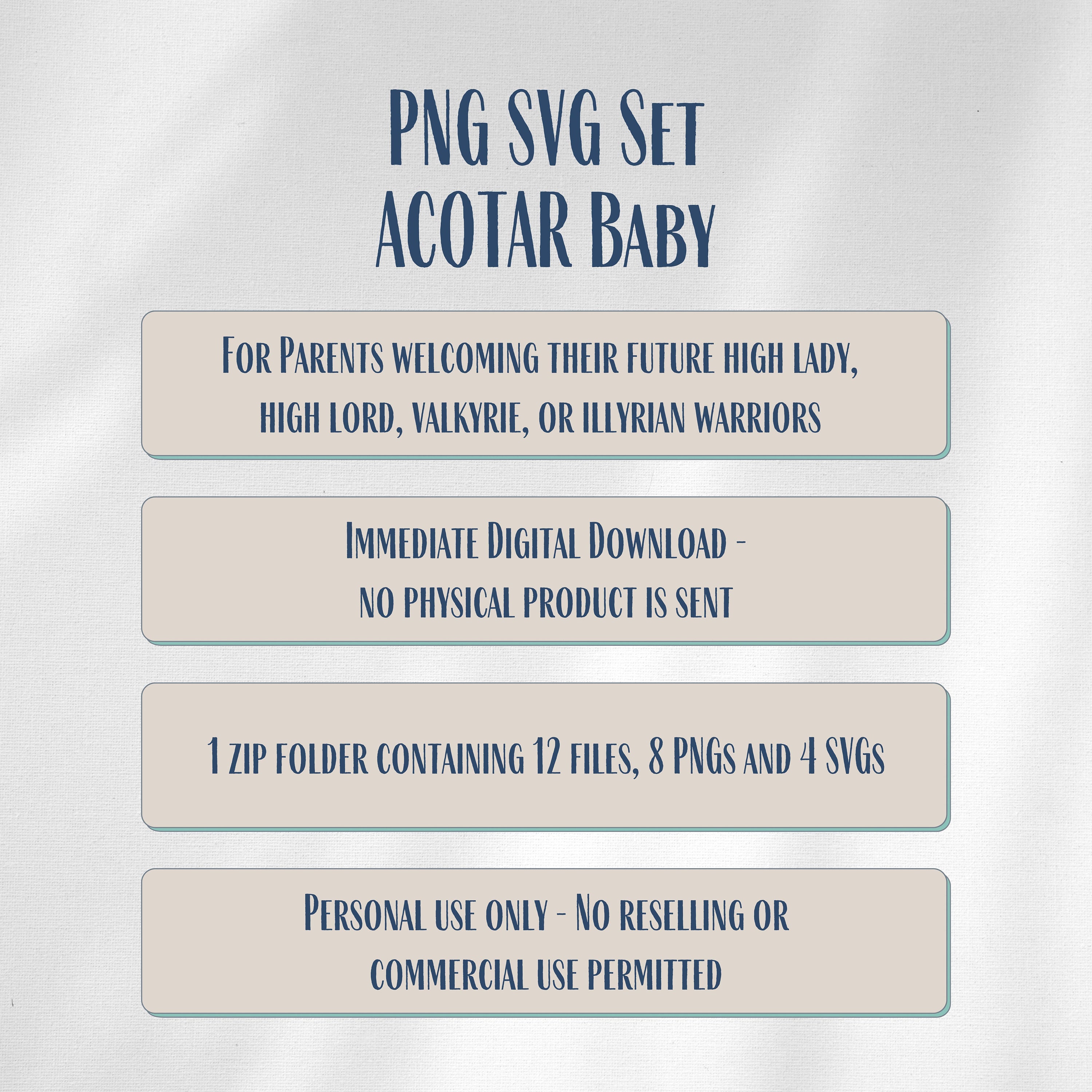 ACOTAR Baby SVG PNG Bundle, Future High Lord Lady, Valkyrie Illyrian ...