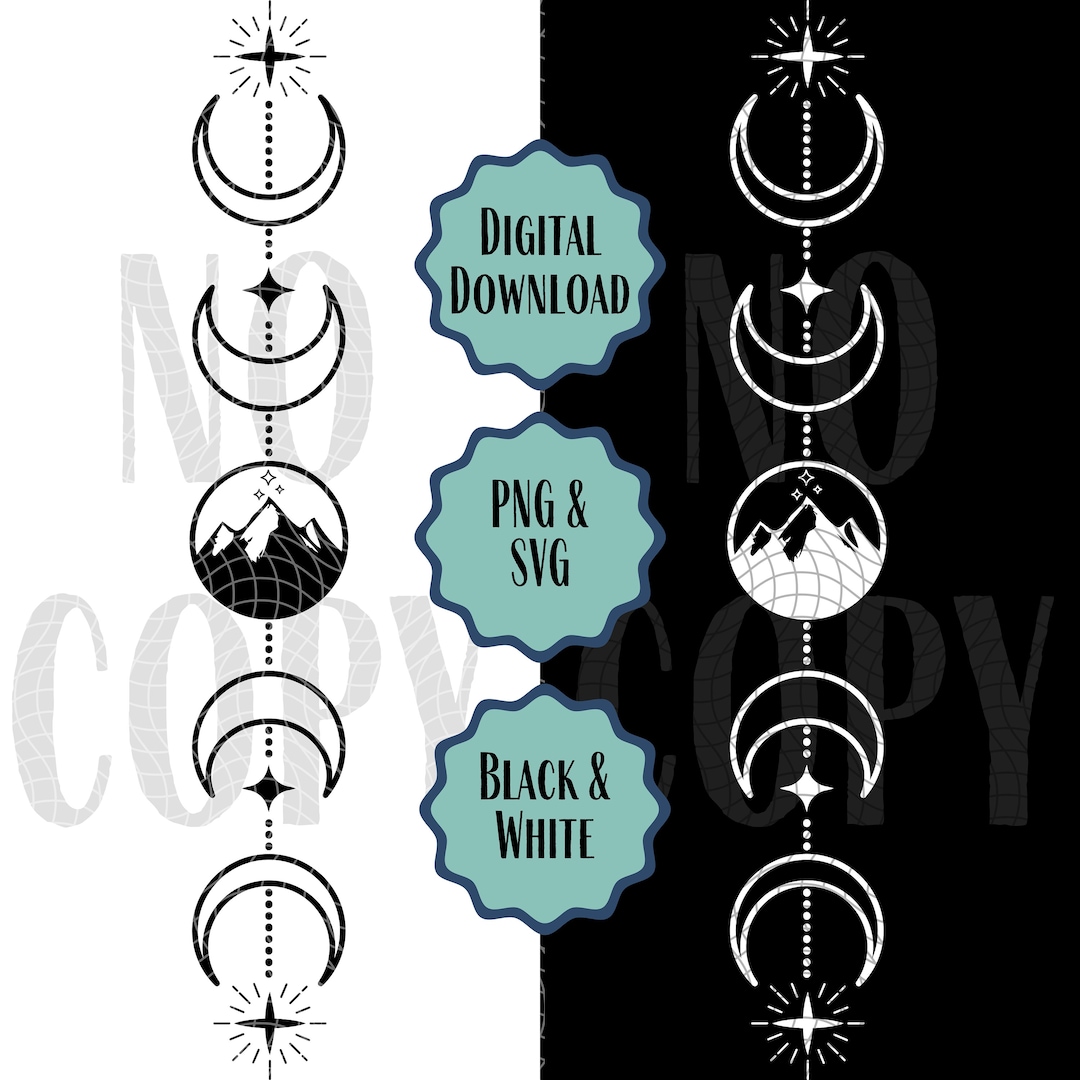 ACOTAR SVG PNG Set, Feyre Archeron Moon Phase Back Tattoo, Velaris ...