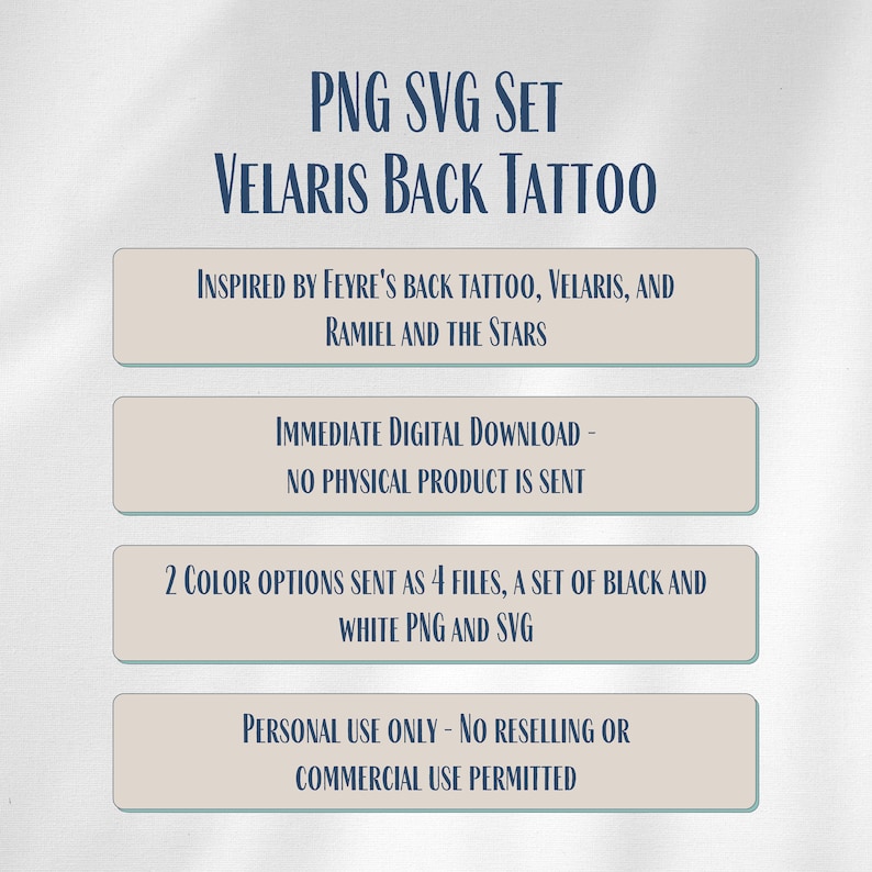 ACOTAR SVG PNG Set, Feyre Archeron Moon Phase Back Tattoo, Velaris ...