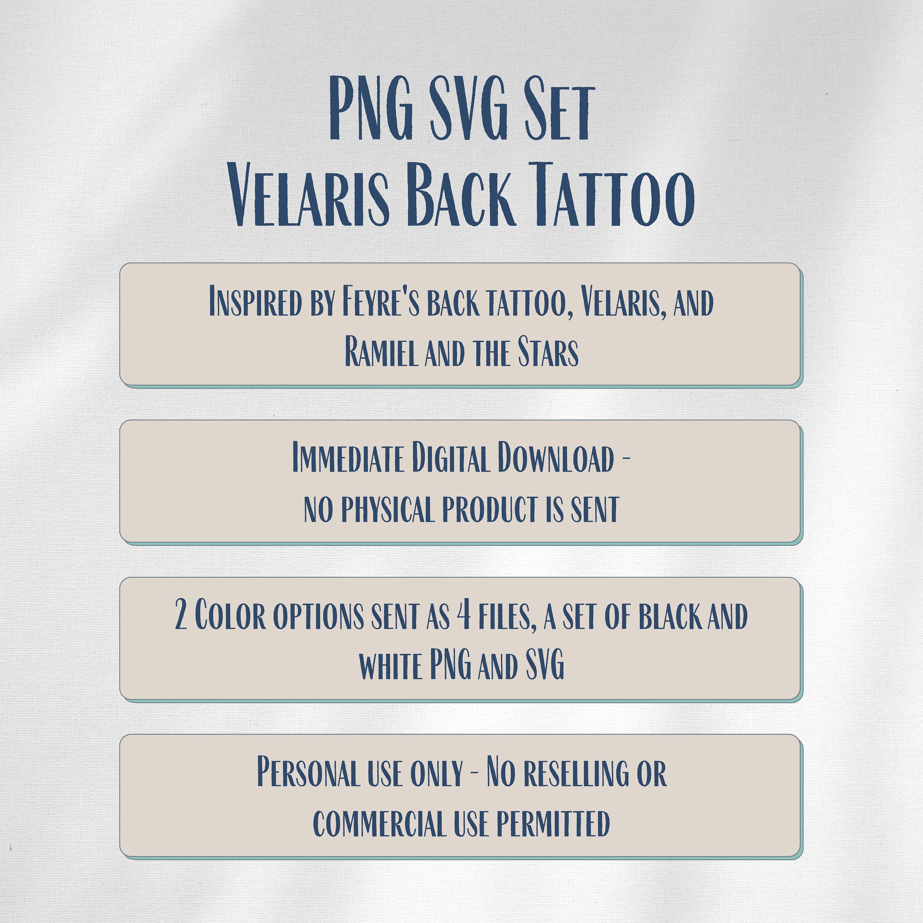 ACOTAR SVG PNG Set, Feyre Archeron Moon Phase Back Tattoo, Velaris ...