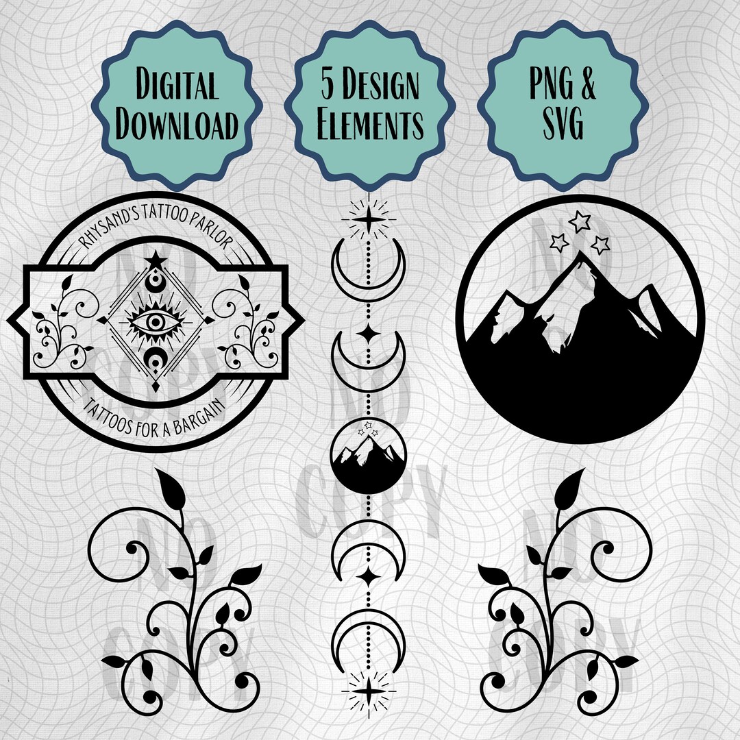 ACOTAR SVG PNG Set / Feyre Archeron Moon Phase Back Tattoo / - Etsy España