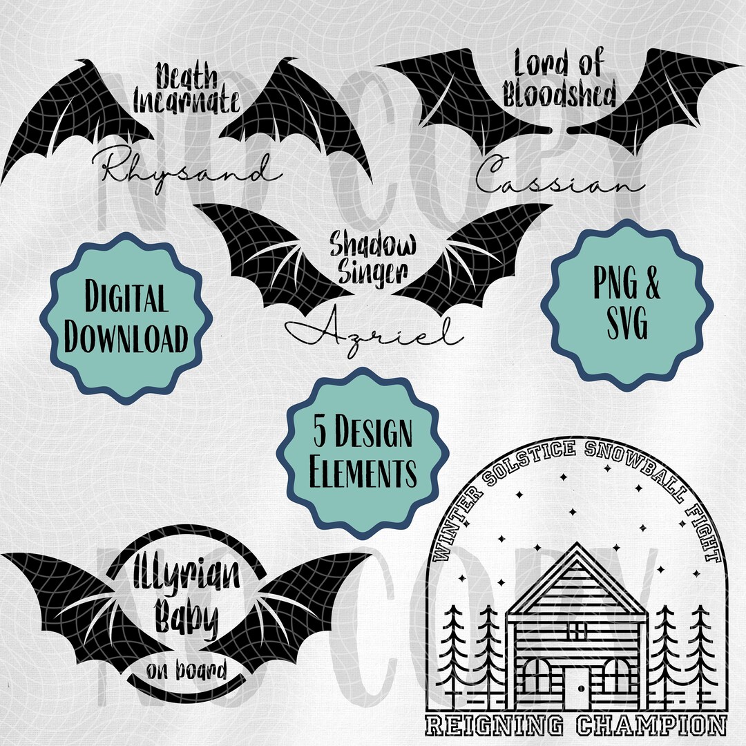 ACOTAR PNG SVG Bundle, the Illyrian Bat Boys, Rhysand Cassian Azriel ...