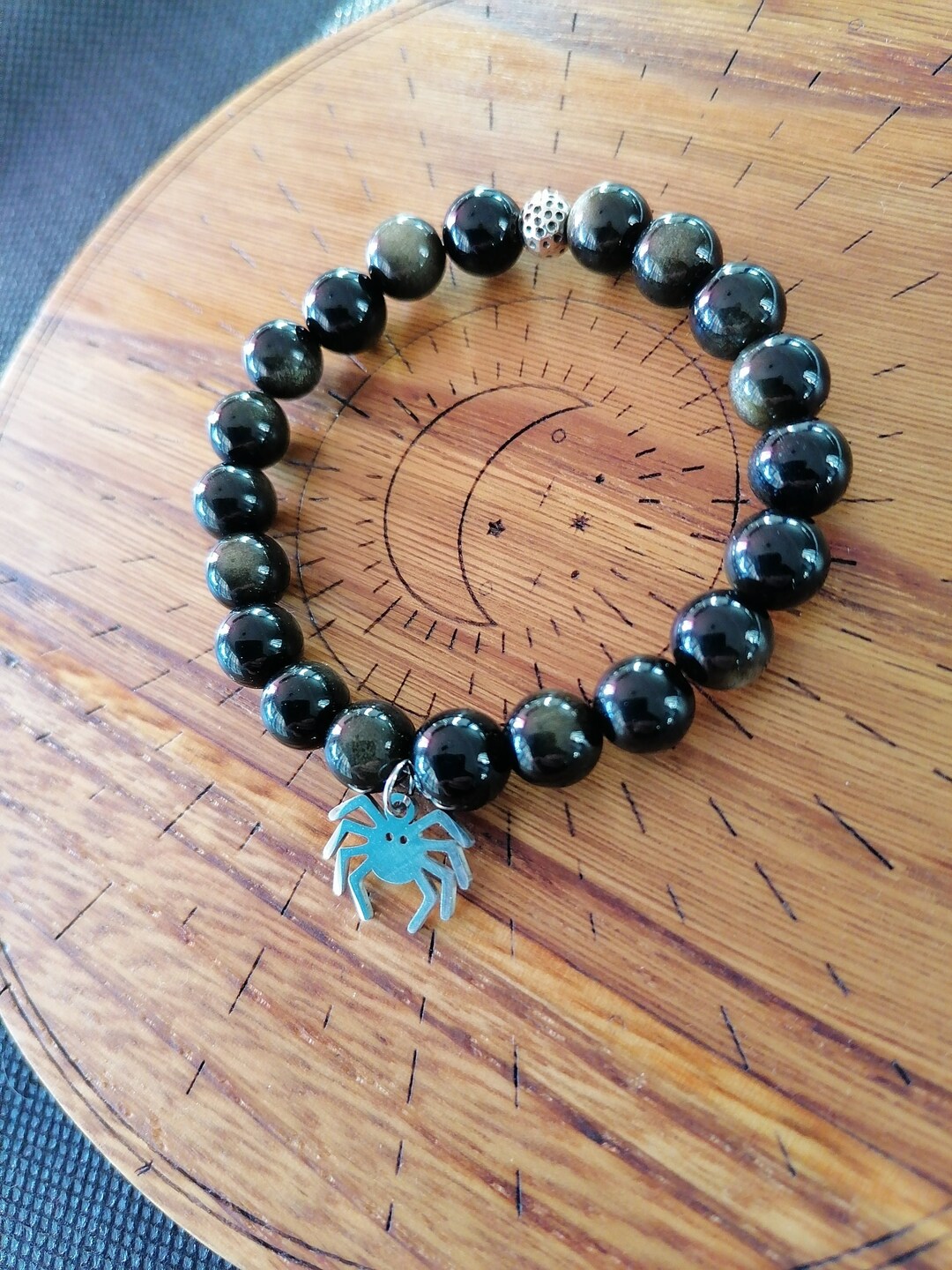 Golden Obsidian "spider" Bracelet - Etsy